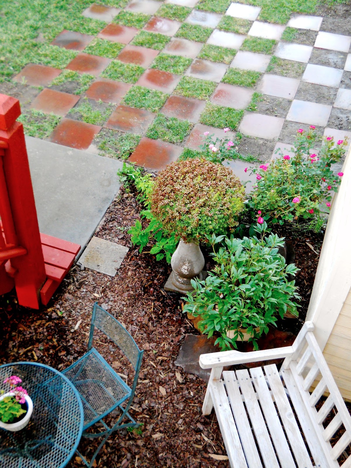 A Kansas Prairie Garden: Checkerboard patio