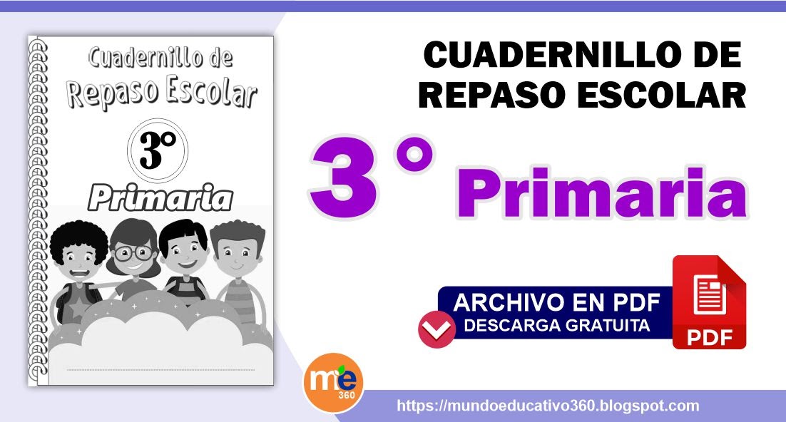 Cuadernillo de Repaso Escolar 3° GRADO Primaria Imprimible en PDF