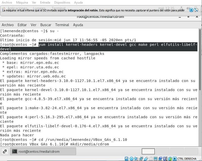 APLICACIÓN DE SISTEMAS OPERATIVOS: Uso del comando yum para actualizar el Sistema y instalar ...