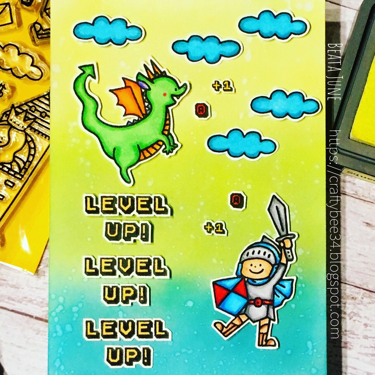 Leveling up! Back to school card with Waffle Flower Crafts Level Up ...