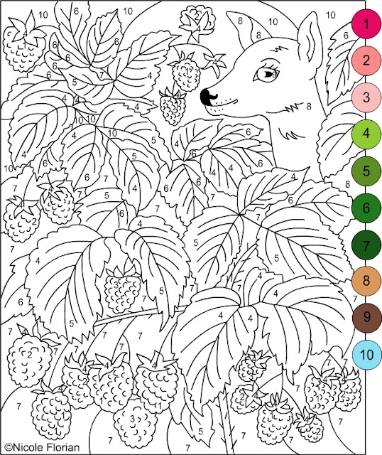 COLOR BY NUMBERS * STRAWBERRIES and RASPBERRIES * Coloring pages ...