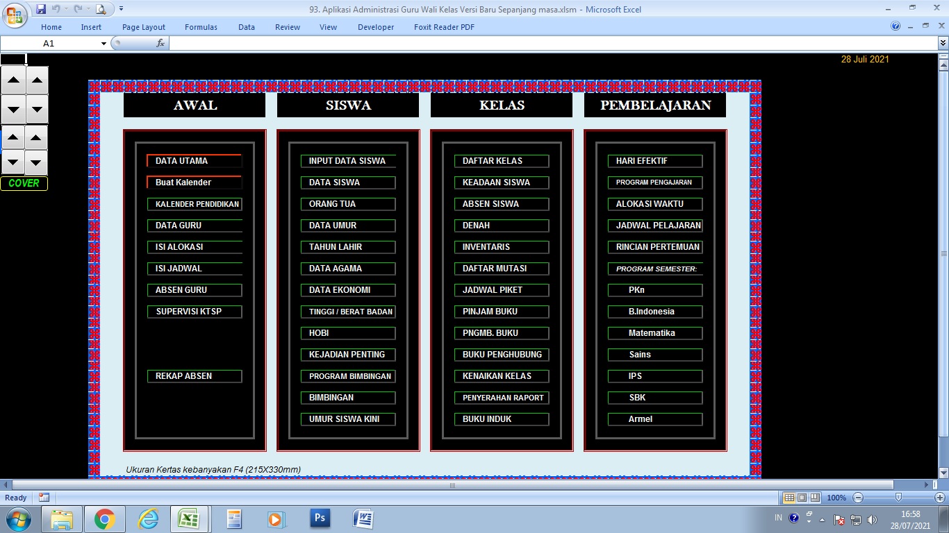Aplikasi Administrasi Sekolah (Guru dan Wali Kelas) - Excel Otomatis - EXCEL JAWA