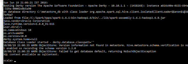 Spark Errors Messages: Spark-shell: :10: error: not found: value sqlContext on windows