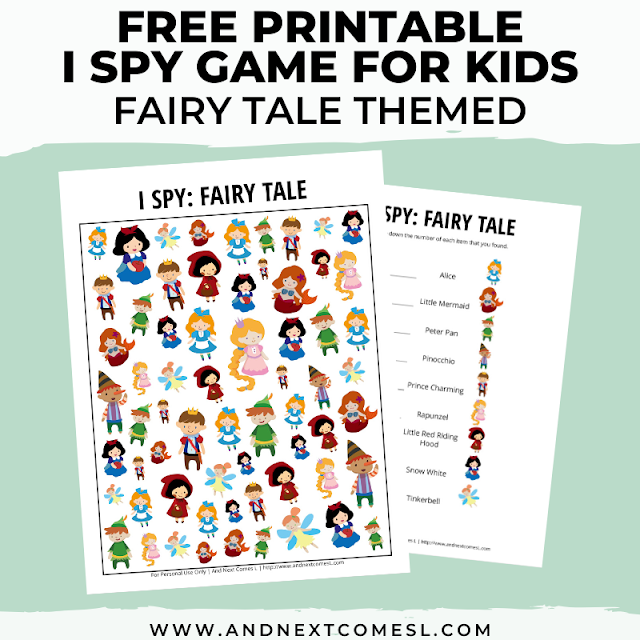 Fairy Tale Themed I Spy Game {Free Printable for Kids} | And Next Comes ...