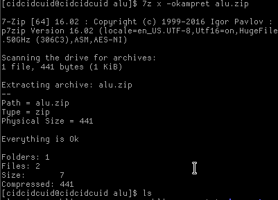 How to use 7zip on Archlinux command Line