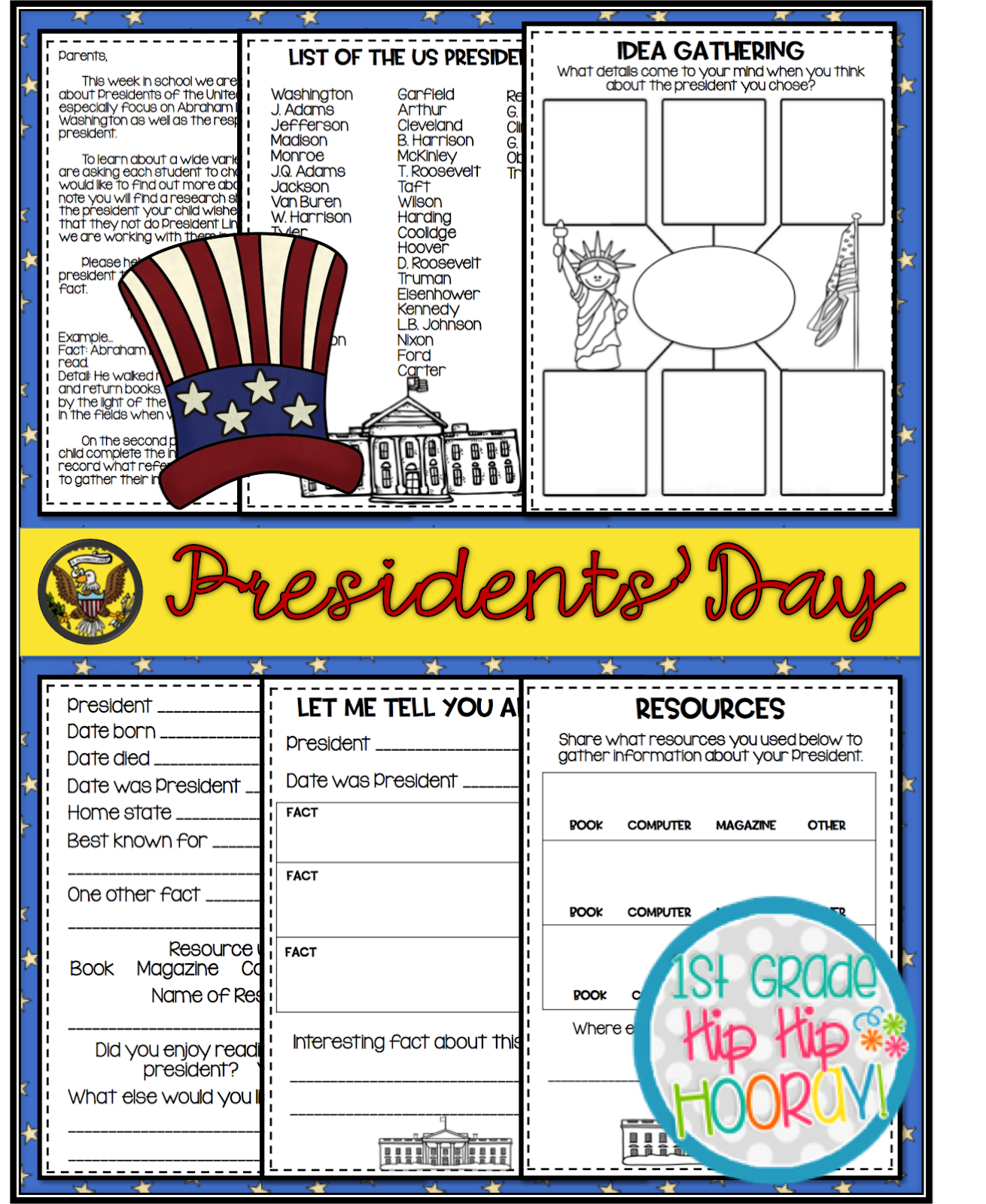 1st Grade Hip Hip Hooray!: Presidents' Day