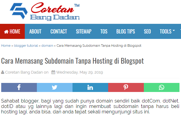 Coretan Bang Dadan | Blogger Tutorial For You