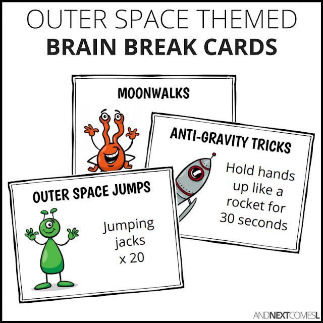 Space Themed Brain Break Cards | And Next Comes L - Hyperlexia Resources