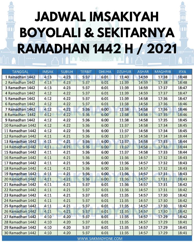 Jadwal Imsakiyah Kabupaten Boyolali Ramadhan 2021 - Sakmadyone.com Jadwal Imsakiyah Kabupaten Boyolali Ramadhan 2021 - Sakmadyone.com