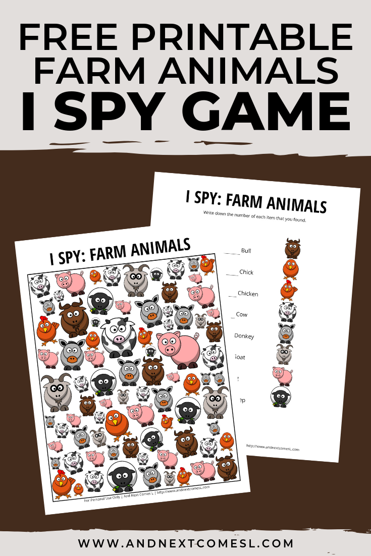 Farm Animal Themed I Spy Game {Free Printable for Kids} | And Next ...