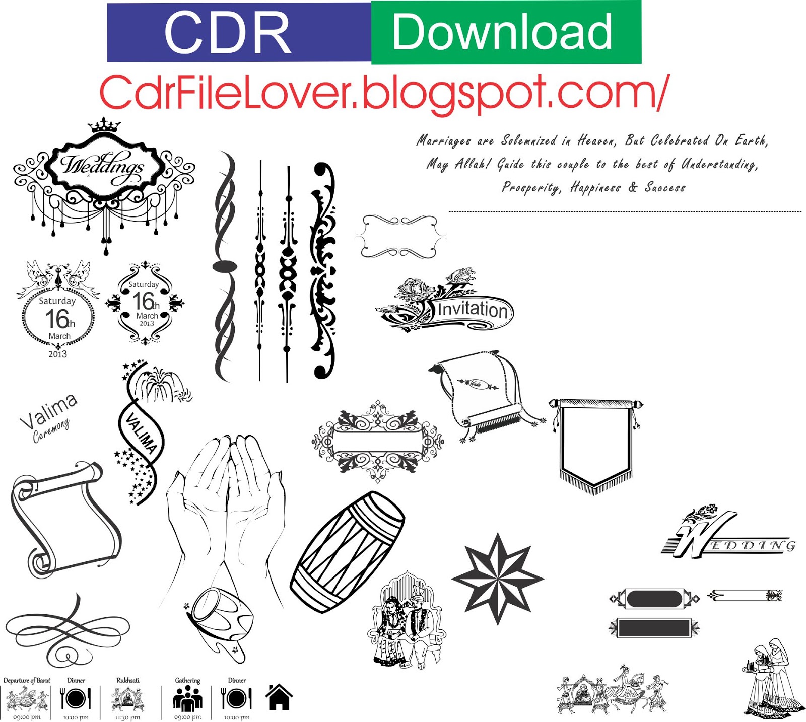 Wedding card shapes vector | wedding card symbols cdr file Download ...