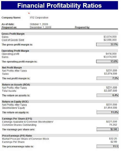 Financial Profitability Ratio Calculator Template Sample financial-profitability-ratio-calculator-template-sample