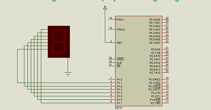 Seven segment display (CC) interfacing using 8051 Micro-Controller