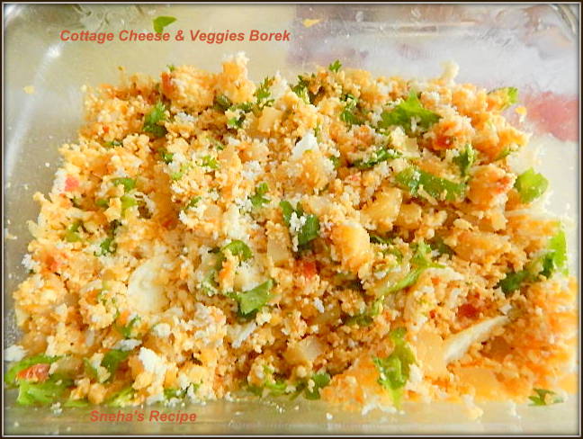 Cottage Cheese & Veggies Borek#BakingBloggers - Sneha's Recipe