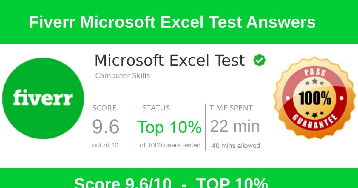 Fiverr Microsoft Excel 2016 Test Answers 2021 - Fiverr MS Excel Test ...