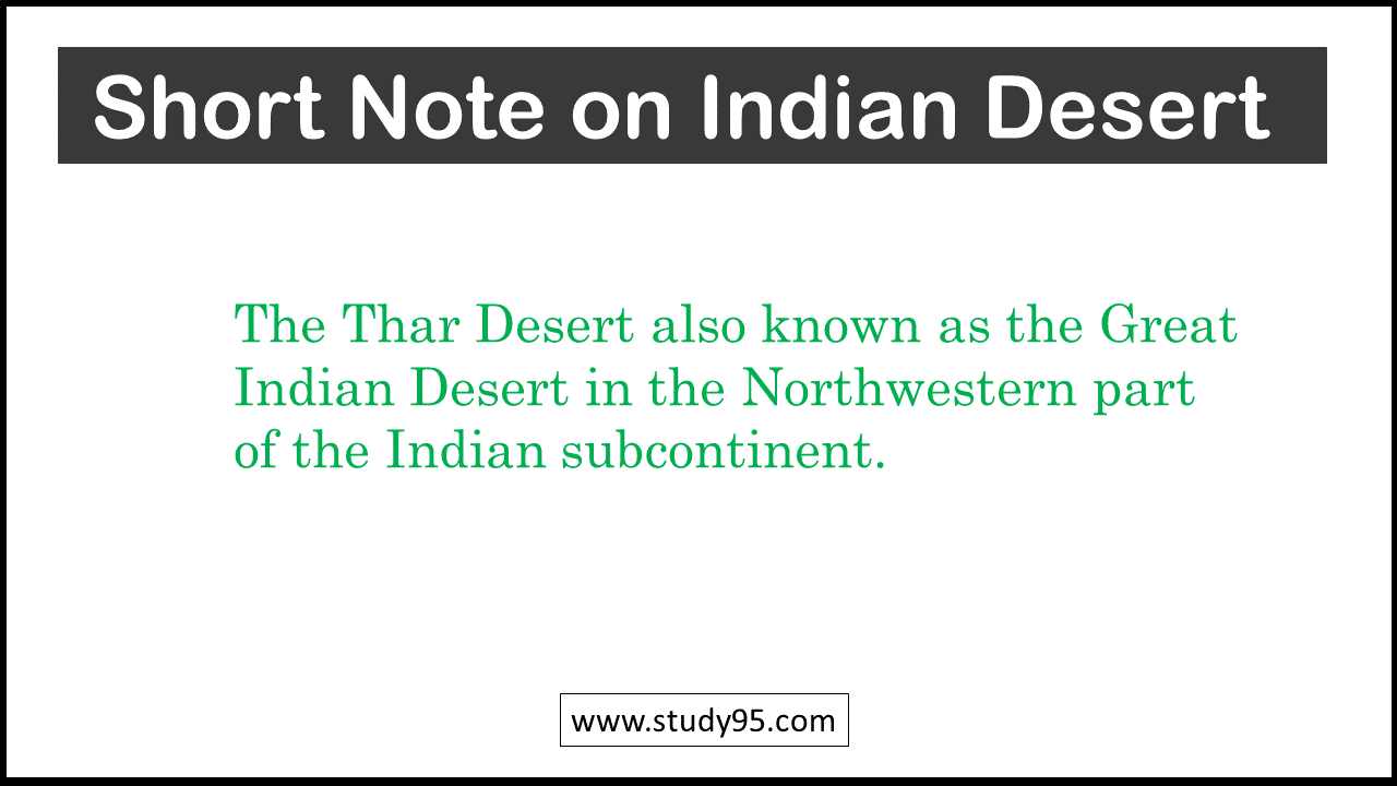 Short Note On Indian Desert Short Note On Indian Desert