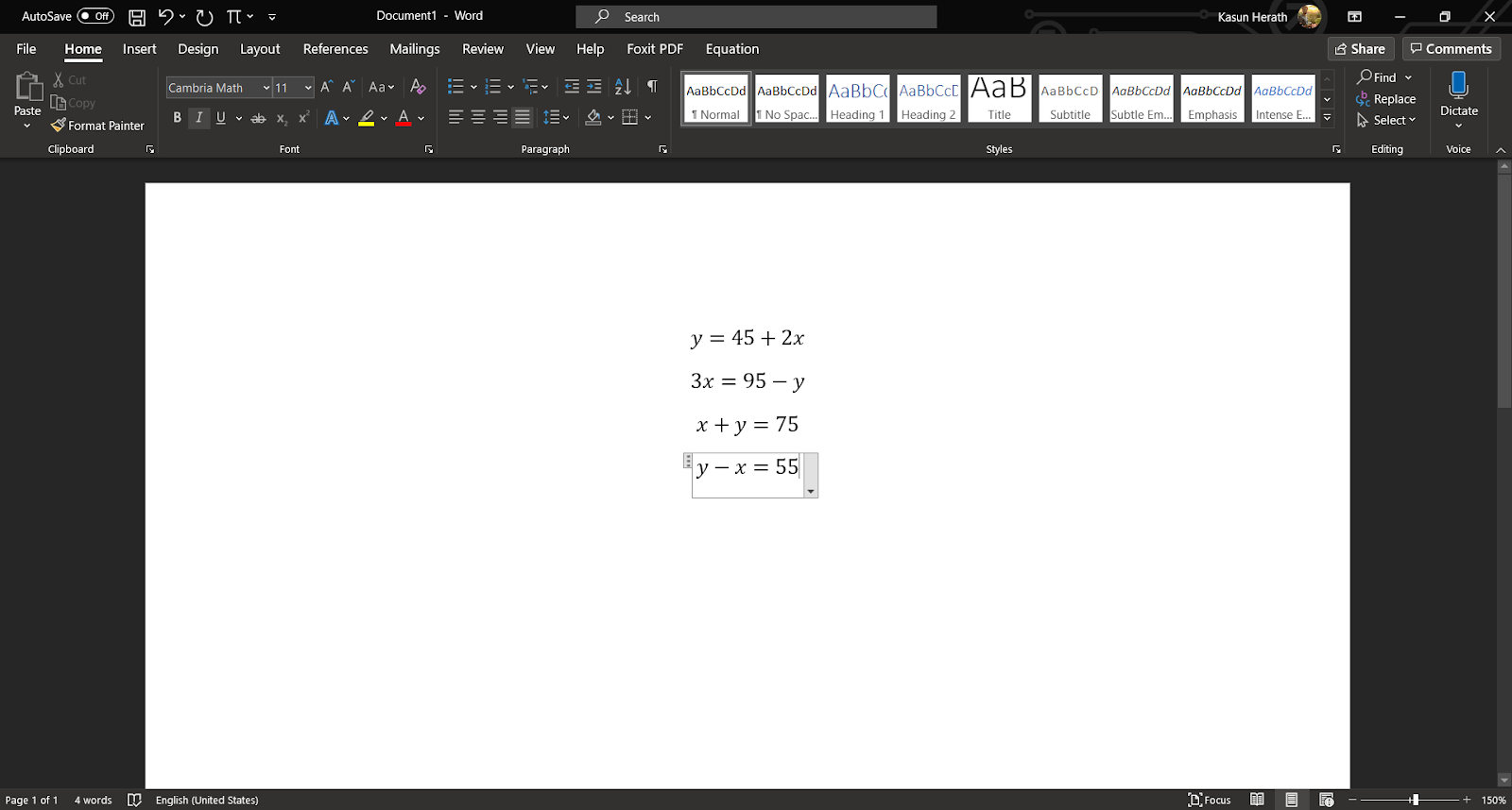 How to align equations by equal sign in MS Office Word