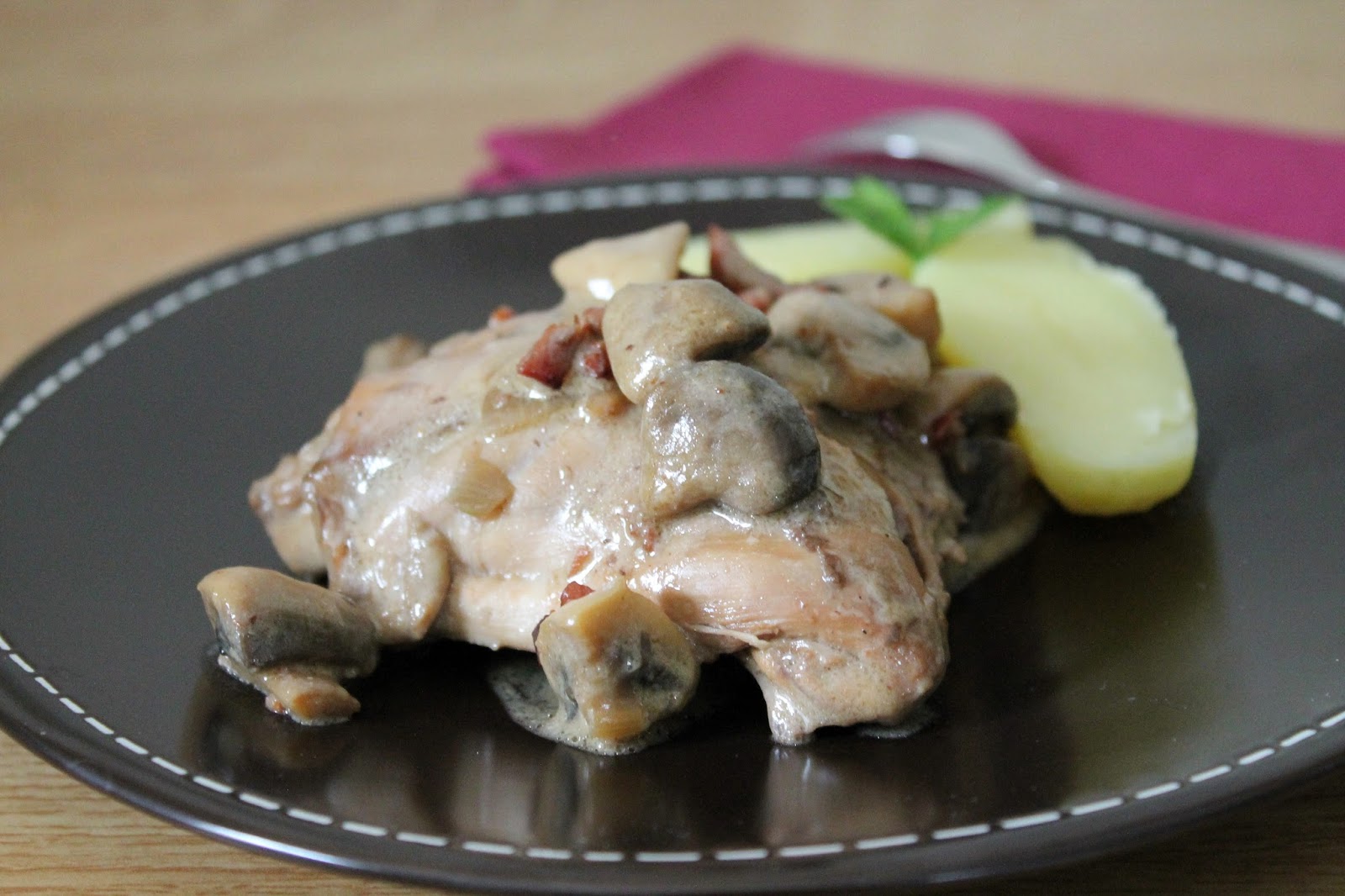Poulet au cidre et champignons