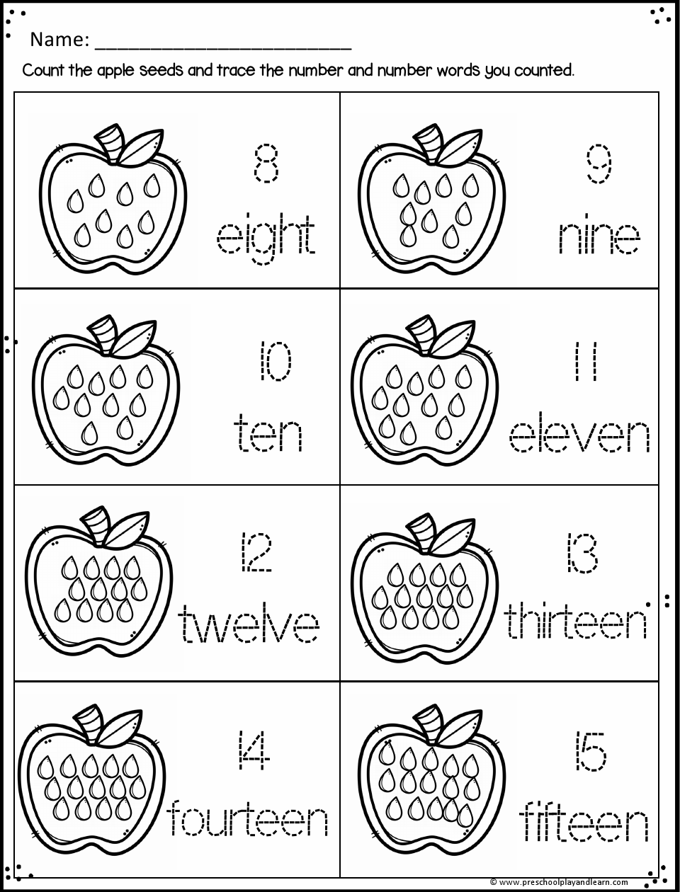 Apple Worksheet Preschool Pack