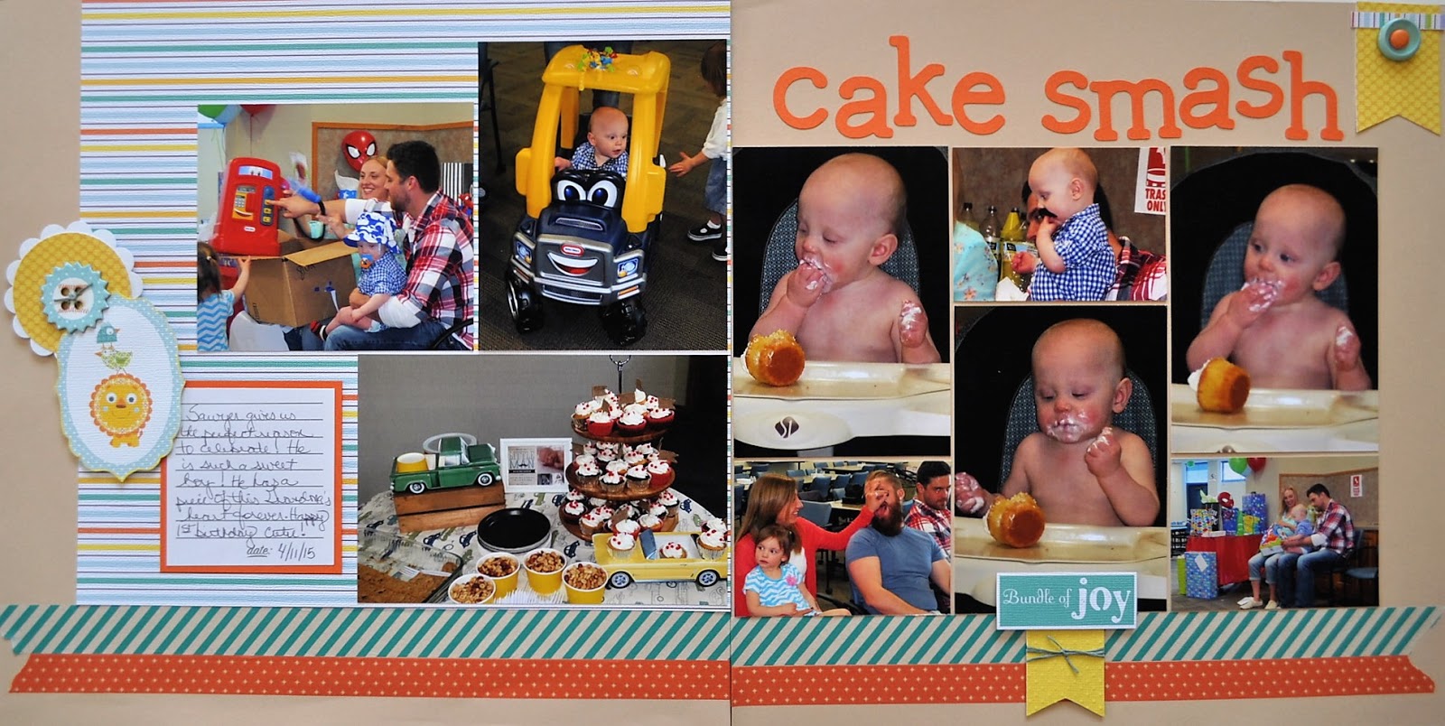 Random Memories: Two page scrapbook layout - "Cake Smash"