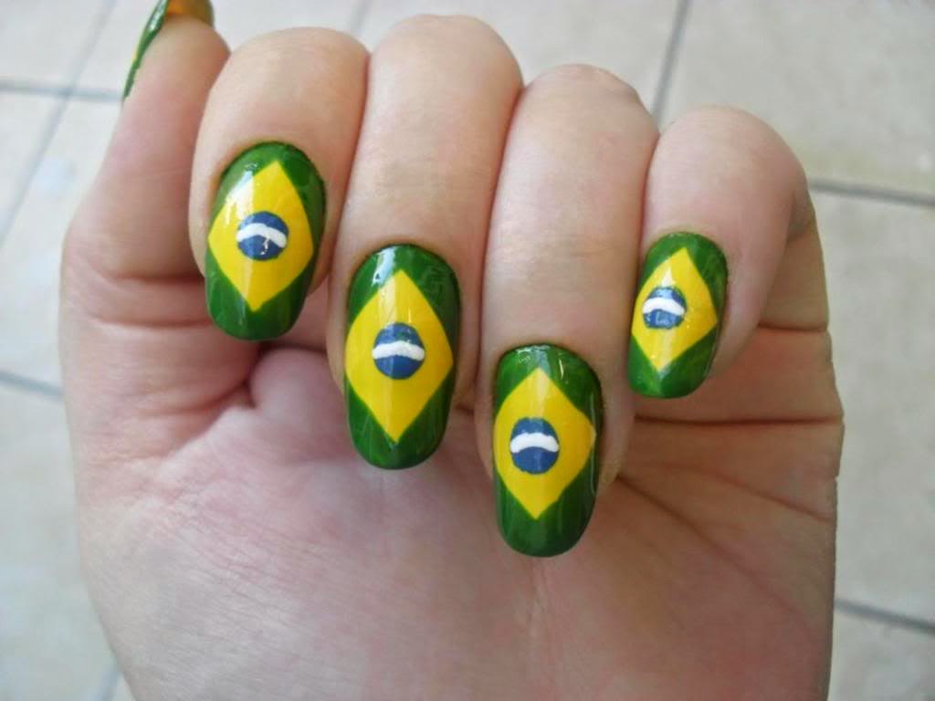 Nail art Brasil - Torça pelo Brasil com Garra - Bora ser Linda