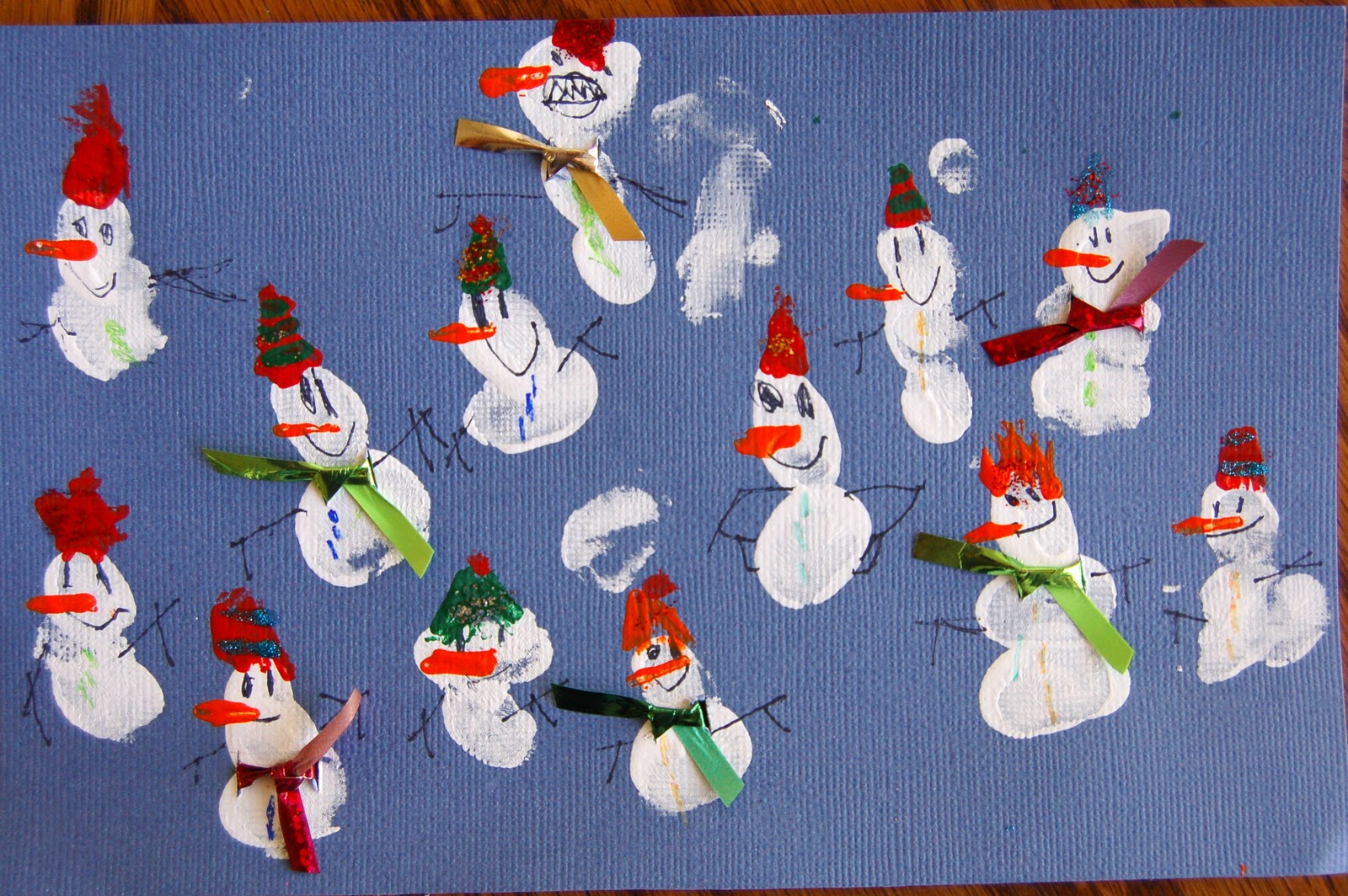 Fingerprint Snowmen ~ She's Crafty