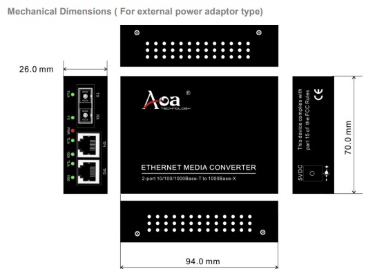 Bộ chuyển đổi quang điện converter quang 1 cổng SFP + 2 cổng RJ-45 Gigabit