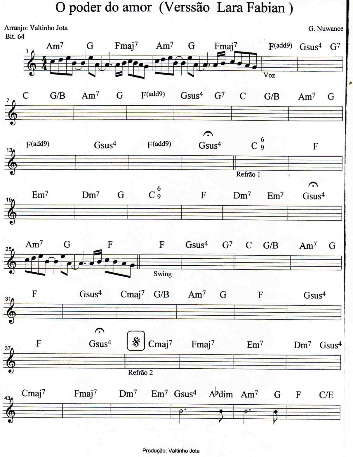 Meu Cavaquinho Partituras: Partitura - O poder do amor - Nuwance Meu Cavaquinho Partituras: Partitura - O poder do amor - Nuwance