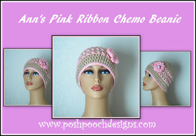 Posh Pooch Designs : Ann's Pink Ribbon Chemo Beanie