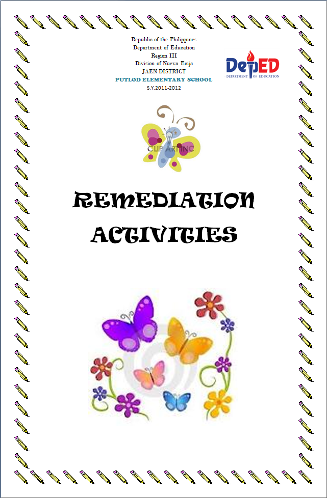 INFINITY: REMEDIATION ACTIVITIES front page sample
