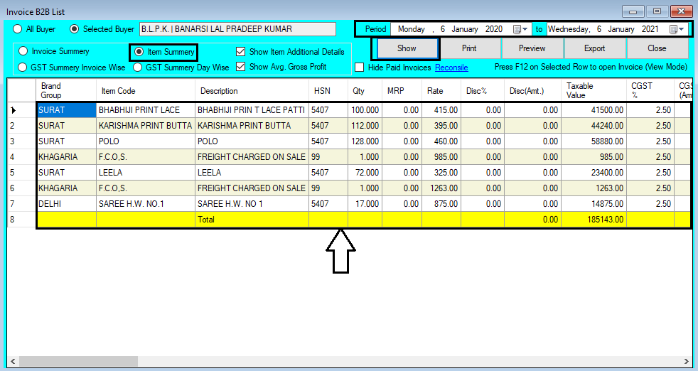 Invoice B2B List Report Help Guide
