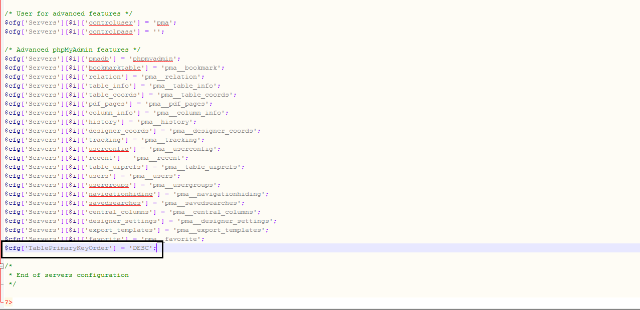 Code Samples: How can I set a default sort for tables in PHPMyAdmin (i ... Code Samples: How can I set a default sort for tables in PHPMyAdmin (i ...