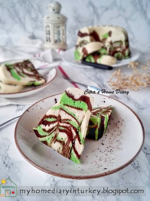 Citra's Home Diary: Three Colors Marble Steamed Cake ( from egg whites ...