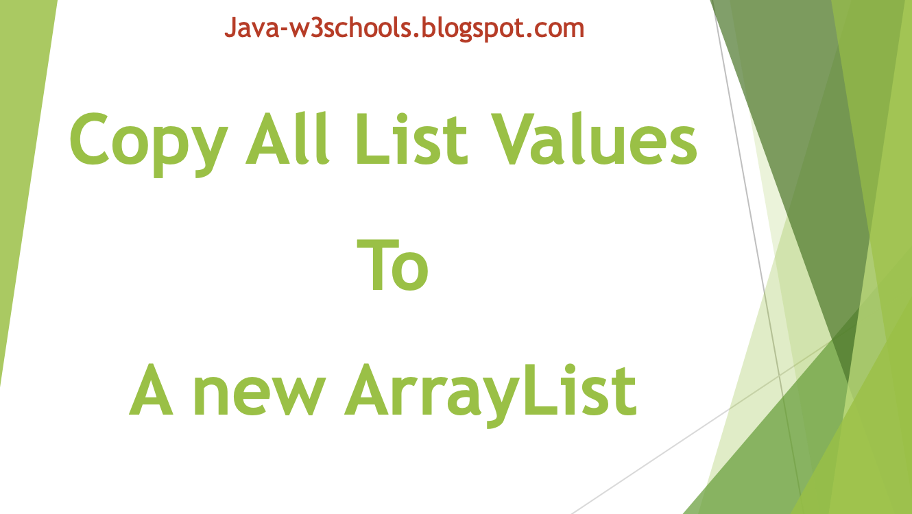 Java Program To Copy Add All List Values To A New Arraylist