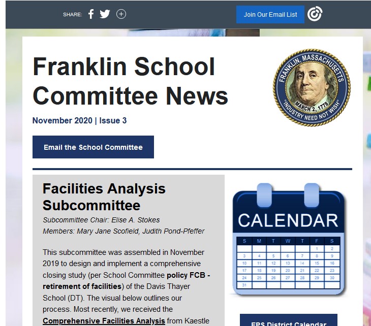 Franklin Matters: Franklin School Committee - Newsletter - 11/4/20