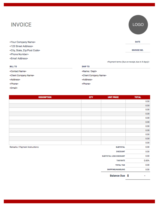 Bill Format In Word - Invoice Template