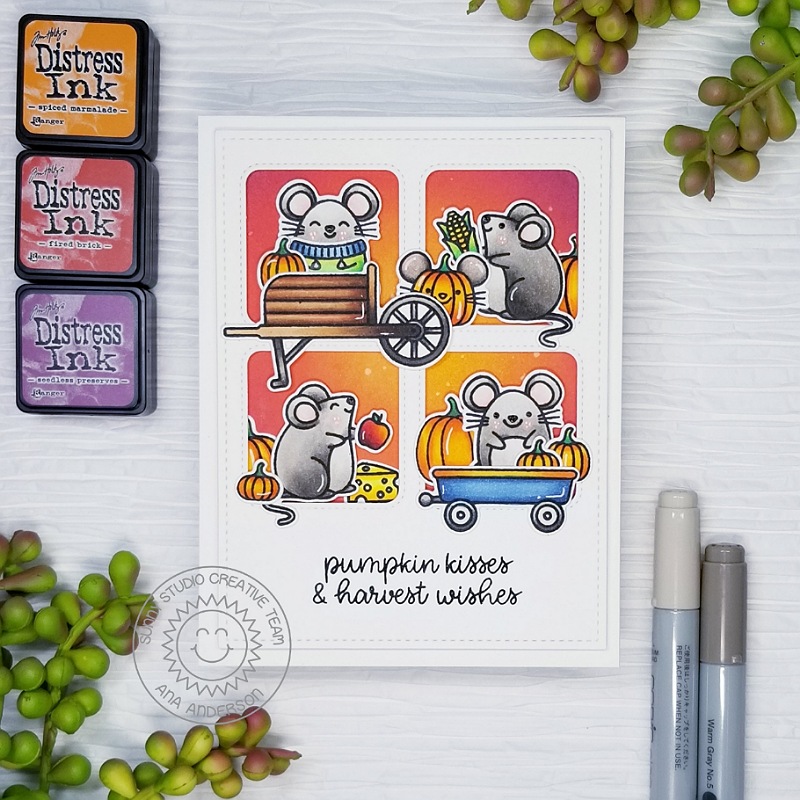 Sunny Studio: Harvest Mice Cards by Ana and Christy with Video Tutorial