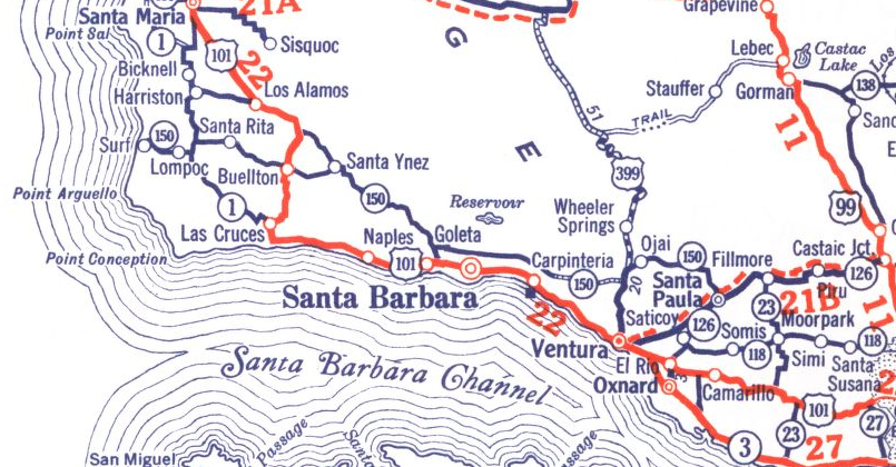 California State Route 150 family of highways (CA 246, CA 154, CA 192 ...