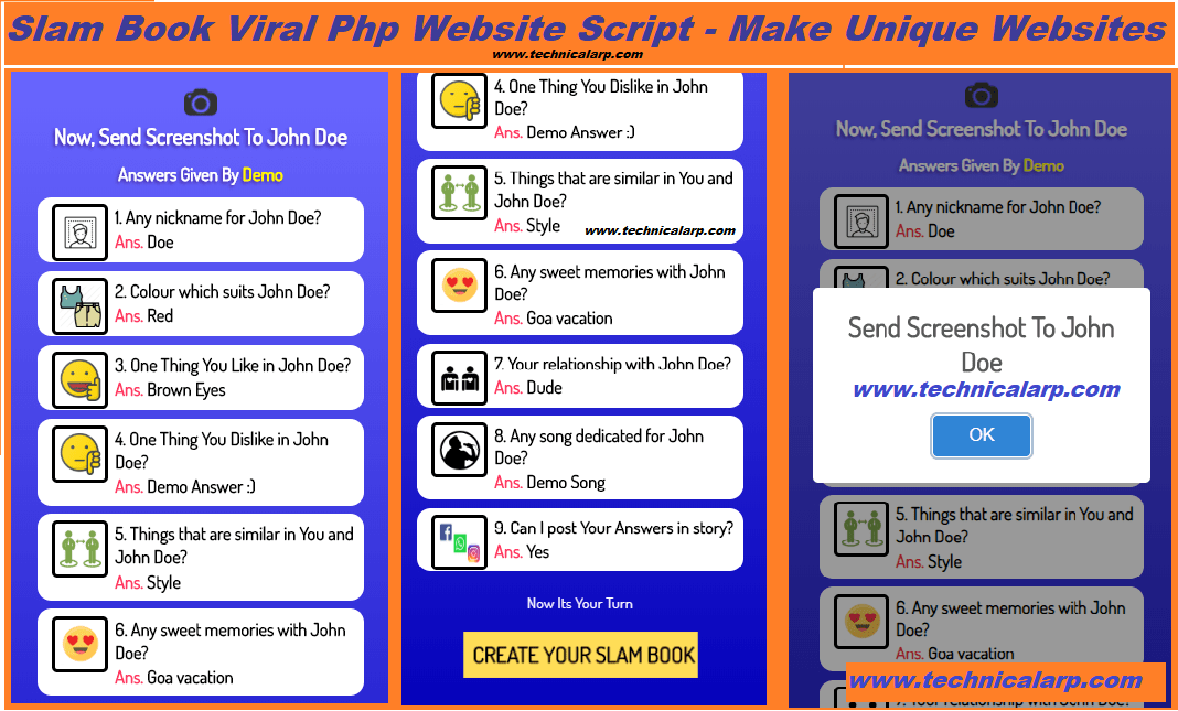 Create Slam Book Friendship Website Php Script Technical Arp