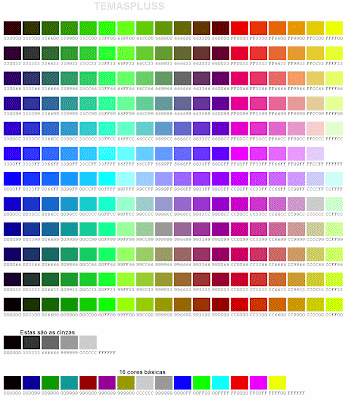 Tabelas de cores | Temas Pluss