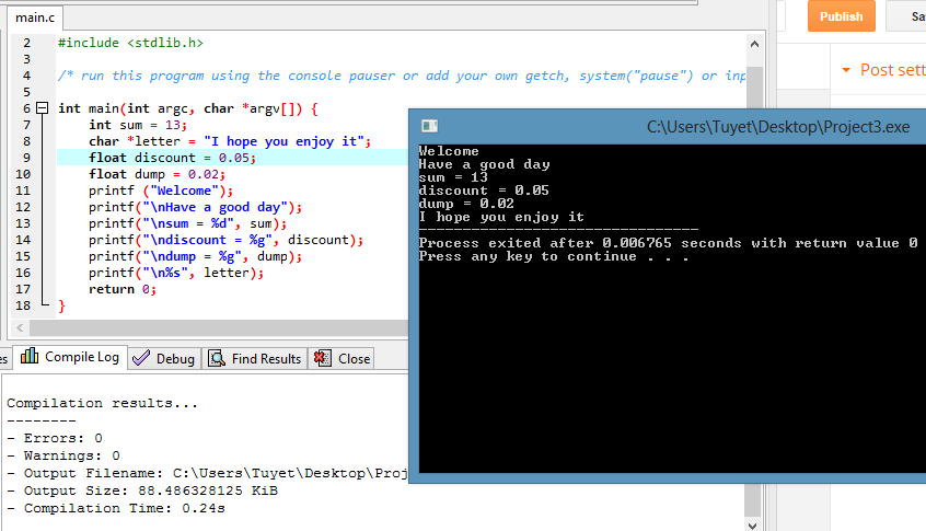 Manh Doraemon: Day 2 - Delivery 3: Using printf() and scanf()