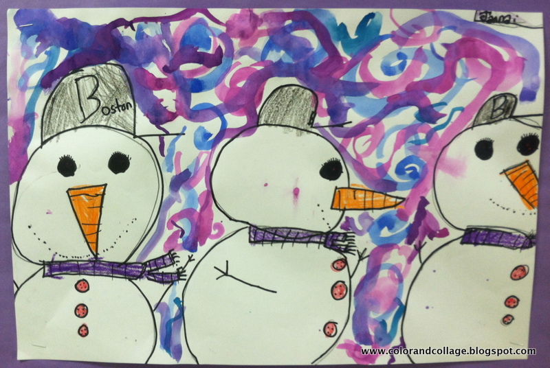 Color, collage, and much more: Snowman portraits, exploring directions