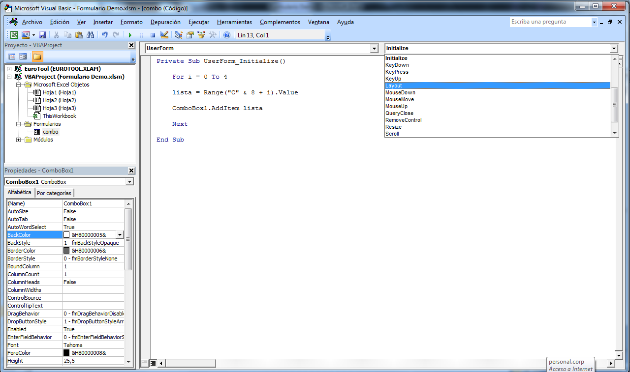 Mini Aplicaciones En Excel Formulario Activex Con Combobox 3160
