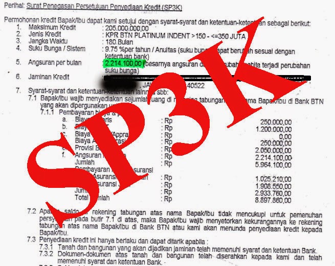 Info Properti: SURAT PENEGASAN PERSETUJUAN PENYEDIAAN KREDIT (SP3K)