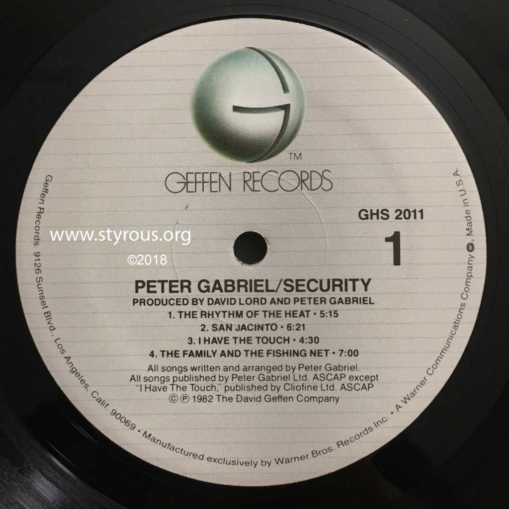 The Styrous® Viewfinder: 20,000 vinyl LPs 306: Peter Gabriel ~ Security