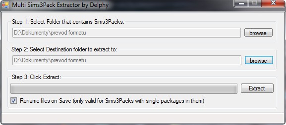 Program na převod sims3pack do package