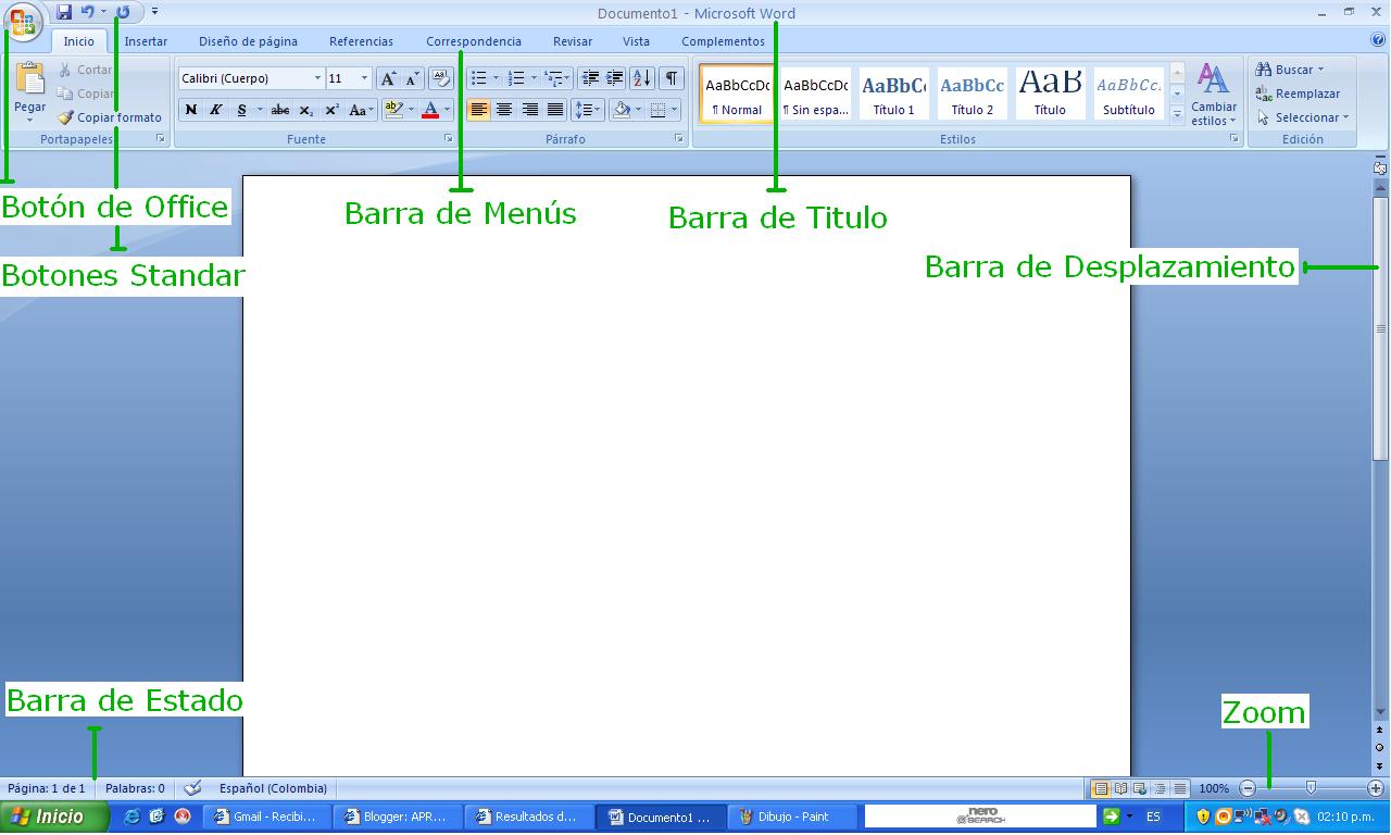 tareas: Ventana de Excel y Sus Partes
