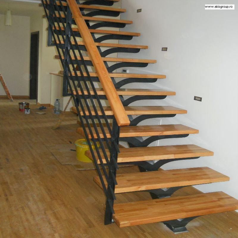 scari interior: Scari lemn, inox, fier forjat, sticla