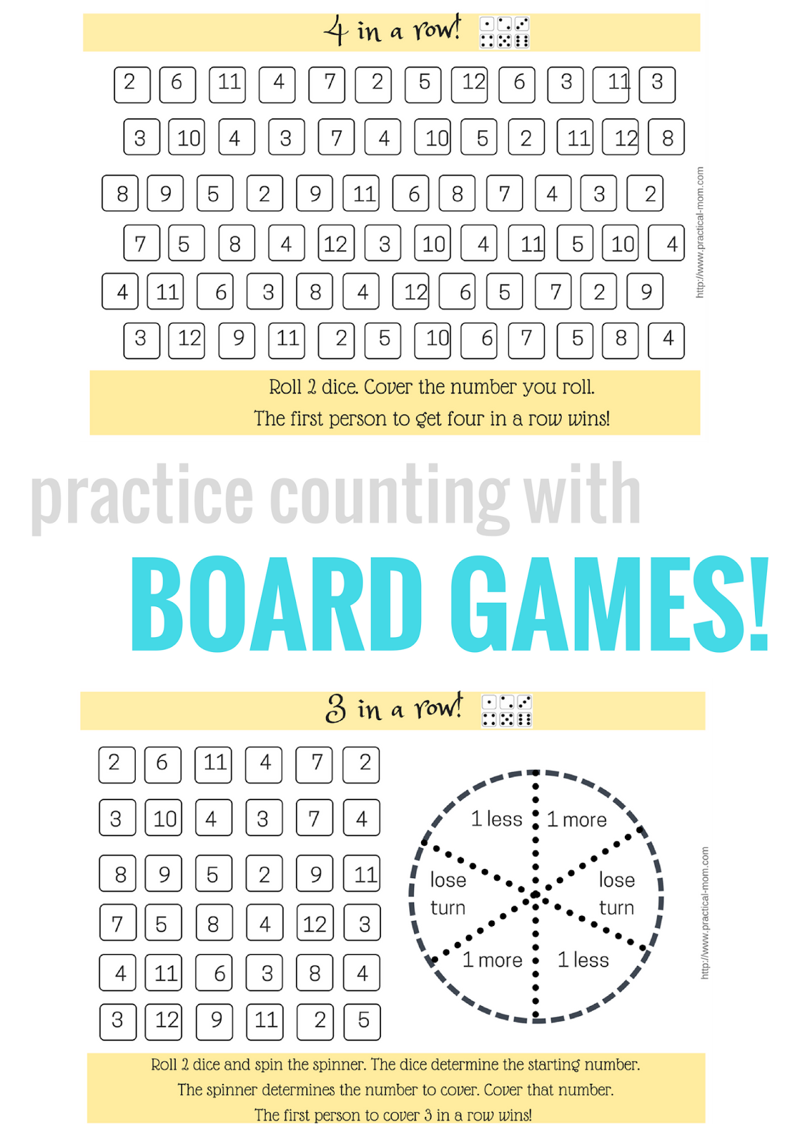 Practical Mom: 4 in a Row! {Printable Game}