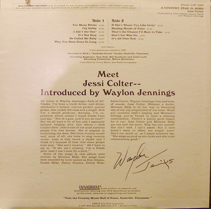 ENTRE MUSICA: JESSI COLTER - A Country Star Is Born (1970)